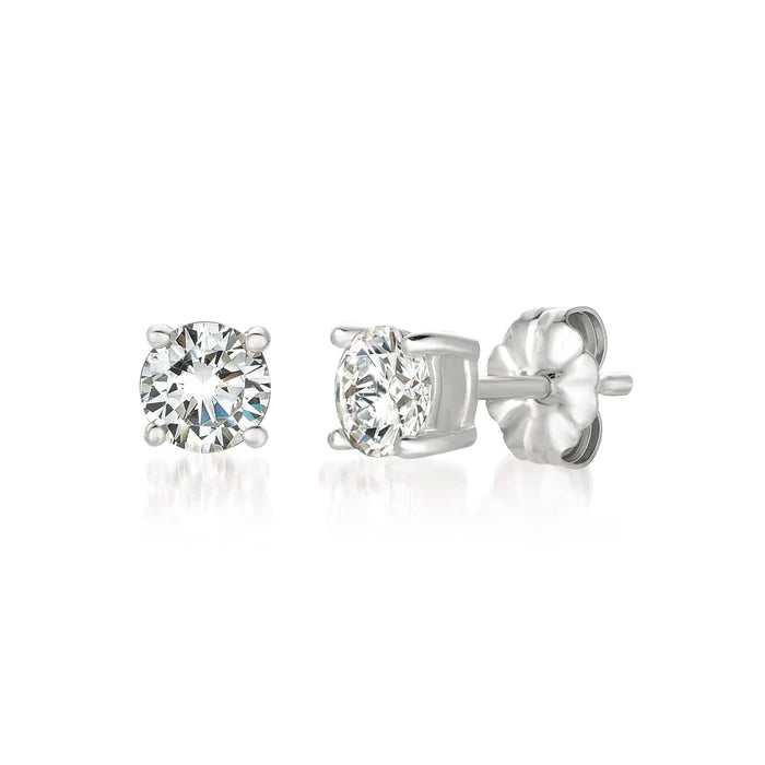 Crislu Cubic Zirconia Stud Earrings Platinum